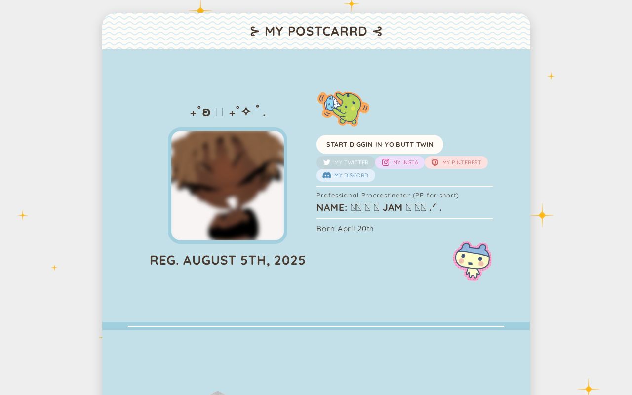 Jam's Carrd ꉂ(˵˃ ᗜ ˂˵)!